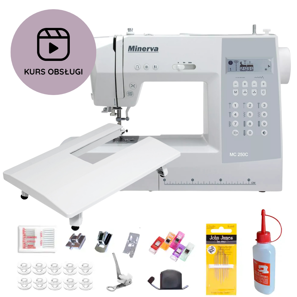 Maszyna do szycia Minerva MC250C + KURS obsługi + GRATISY + stolik – ultramaszyna